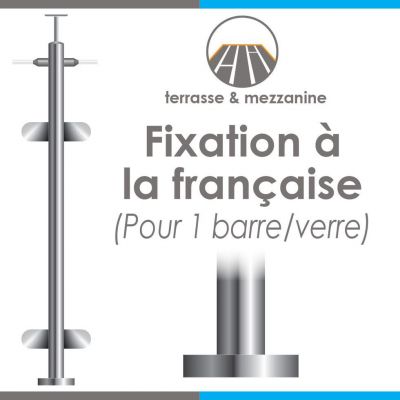 POTEAU PREMONTE Ø42,4 x 2 mm - POUR 1 TIGE Ø12 mm AXIALE + VERRE ...